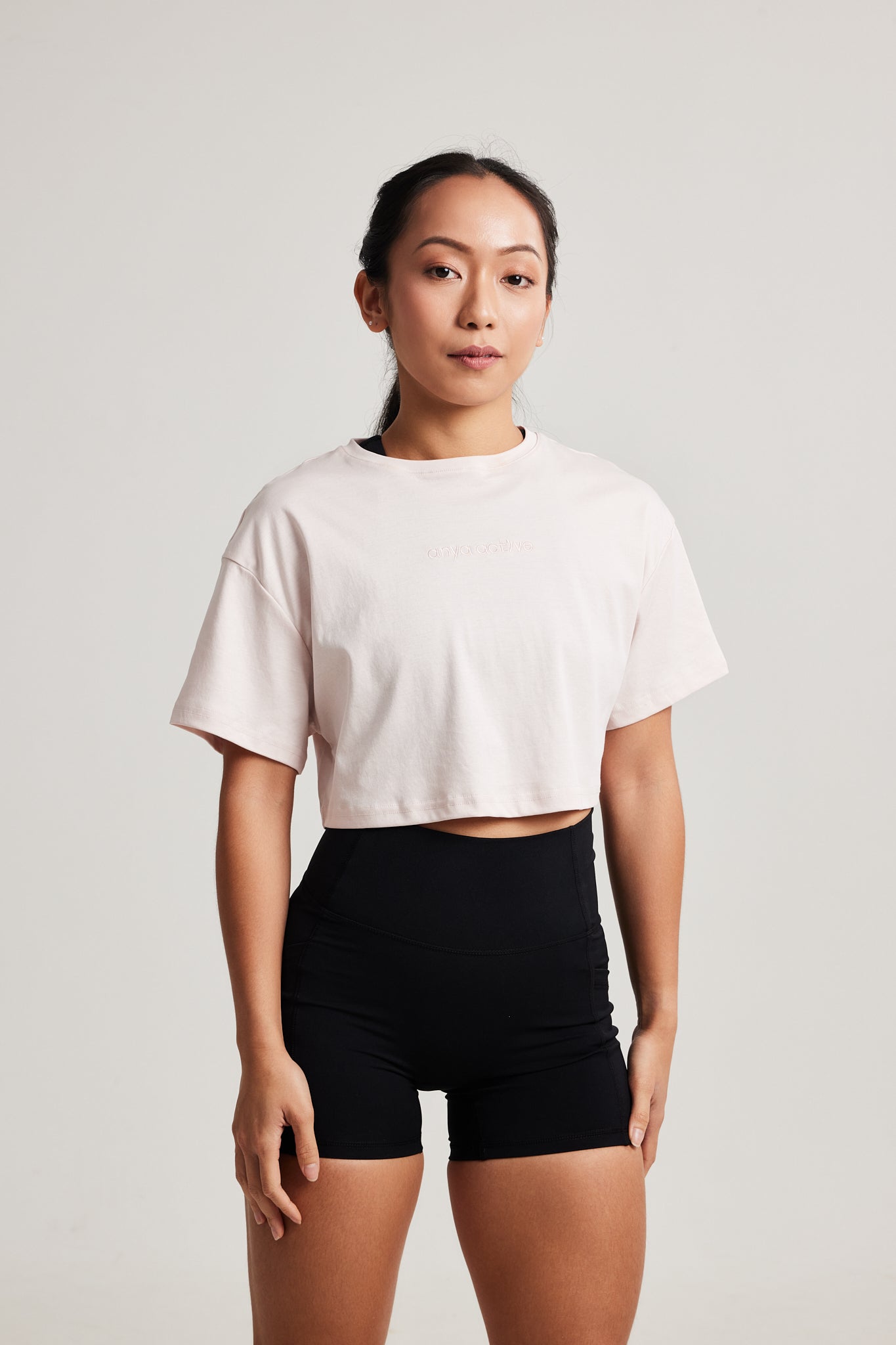 Effortless Oversized Crop Tee in Soft Serve | Anya Active | Activewear ...